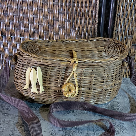 Vintage | Bags | Vintage Creel Basket Fish Purse Basket | Poshmark
